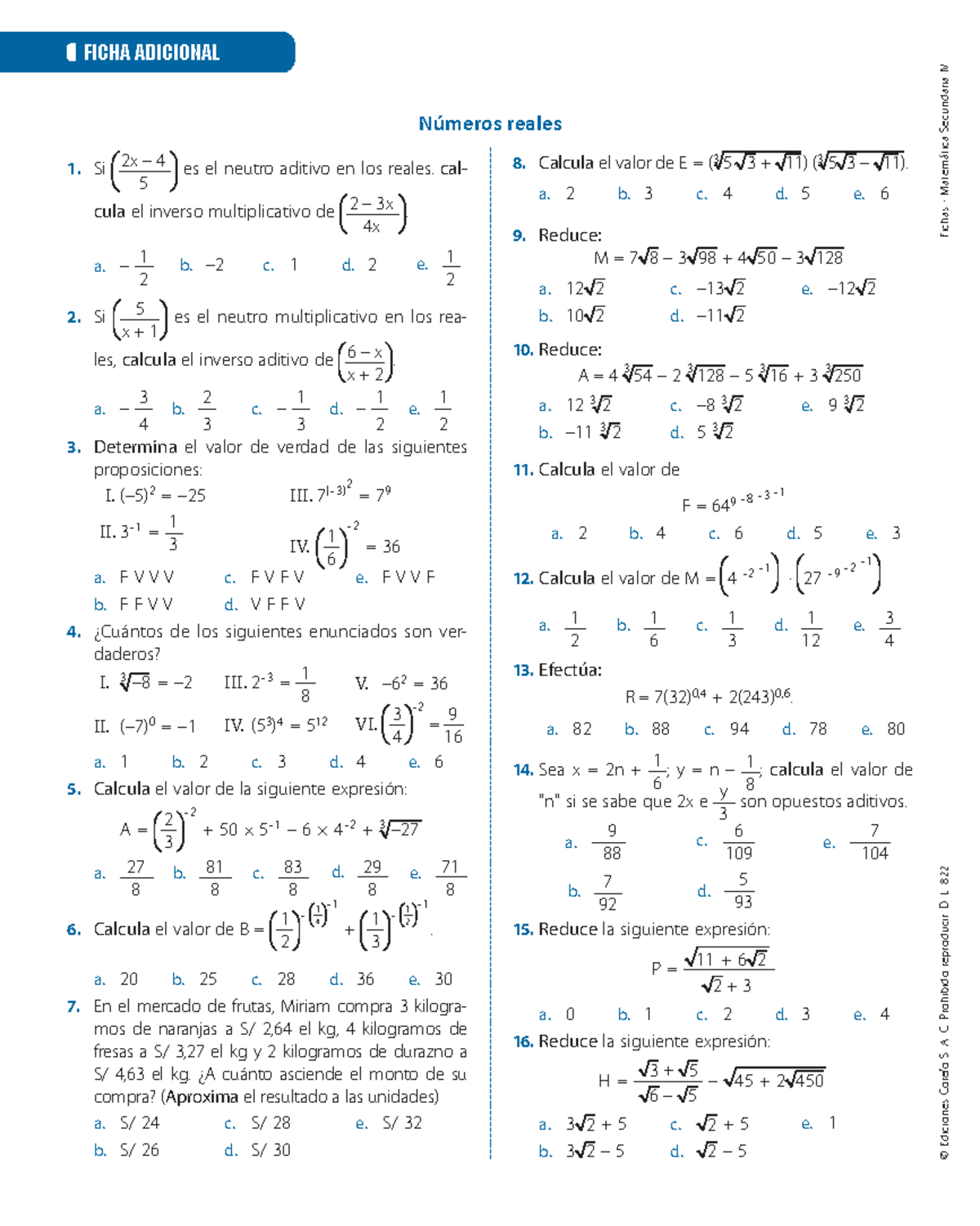 FA Números Reales: Ejercicios y Cálculos Matemáticos - Studocu