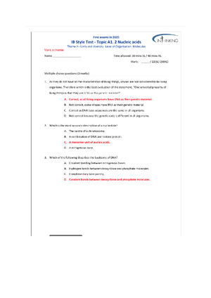 B1.2 Inthinking Topic TEST - First exams in 2025 IB Style Test Topic B1 ...