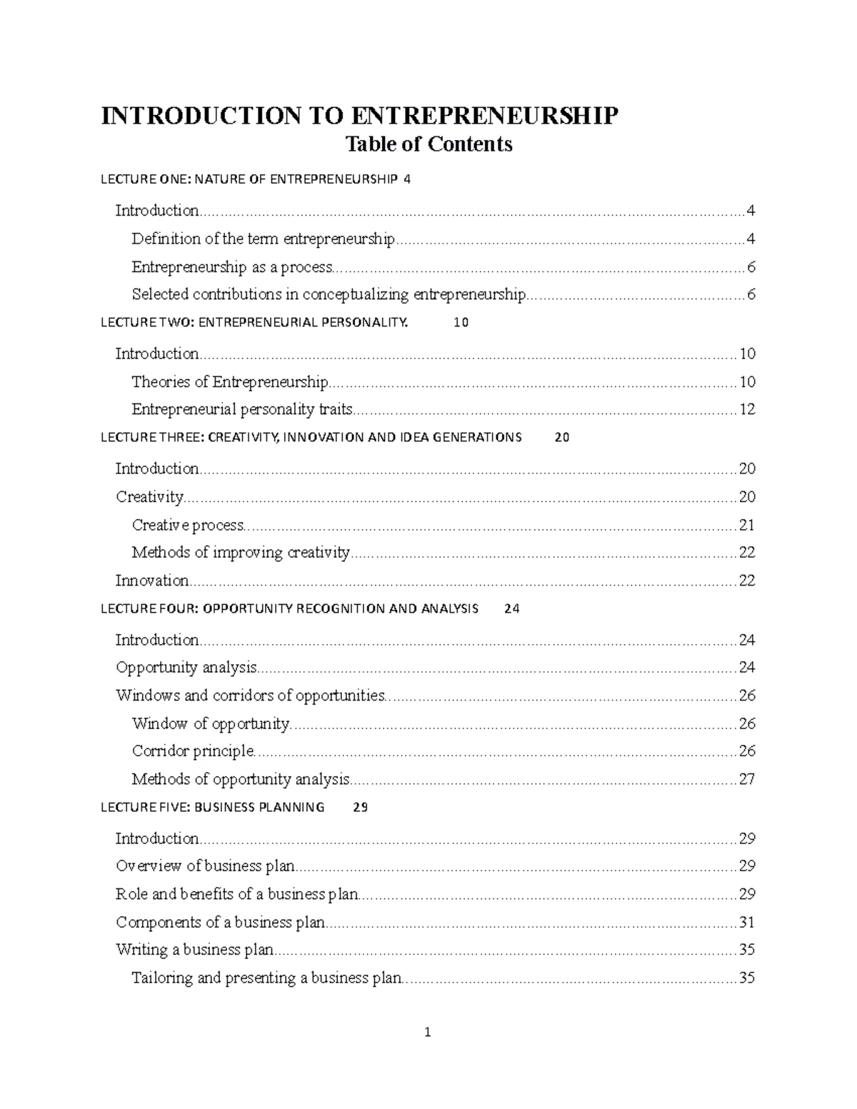 Entrepreneurship Education FULL Notes - Entrepreneurship Education ...