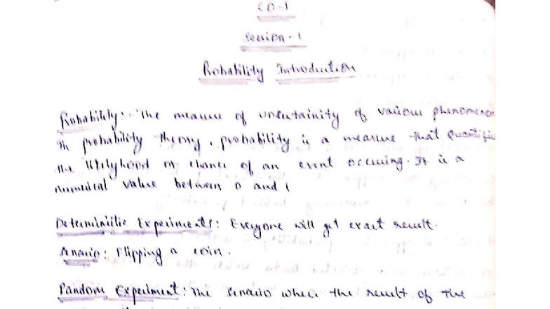 PSQT CO - 1 Probability Notes: Understanding Key Concepts - Studocu