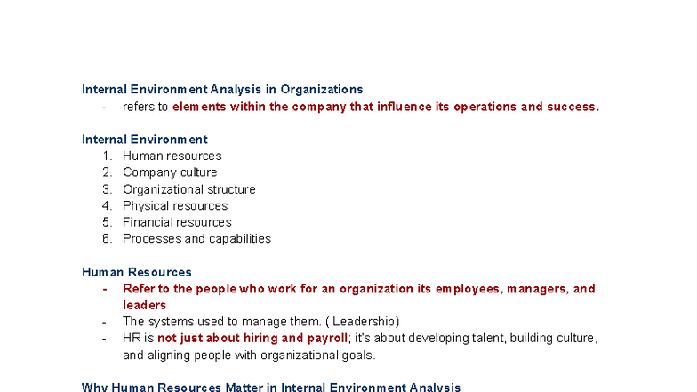 Midterm: Internal Environment Analysis in Strategic Business (BUS 101 ...