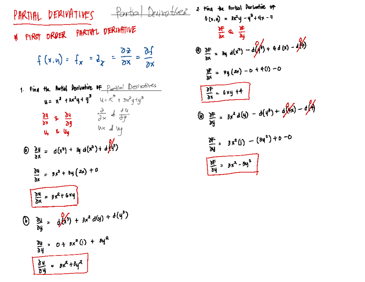 CAL01-1030AM - Partial Derivatives and Their Applications - Studocu