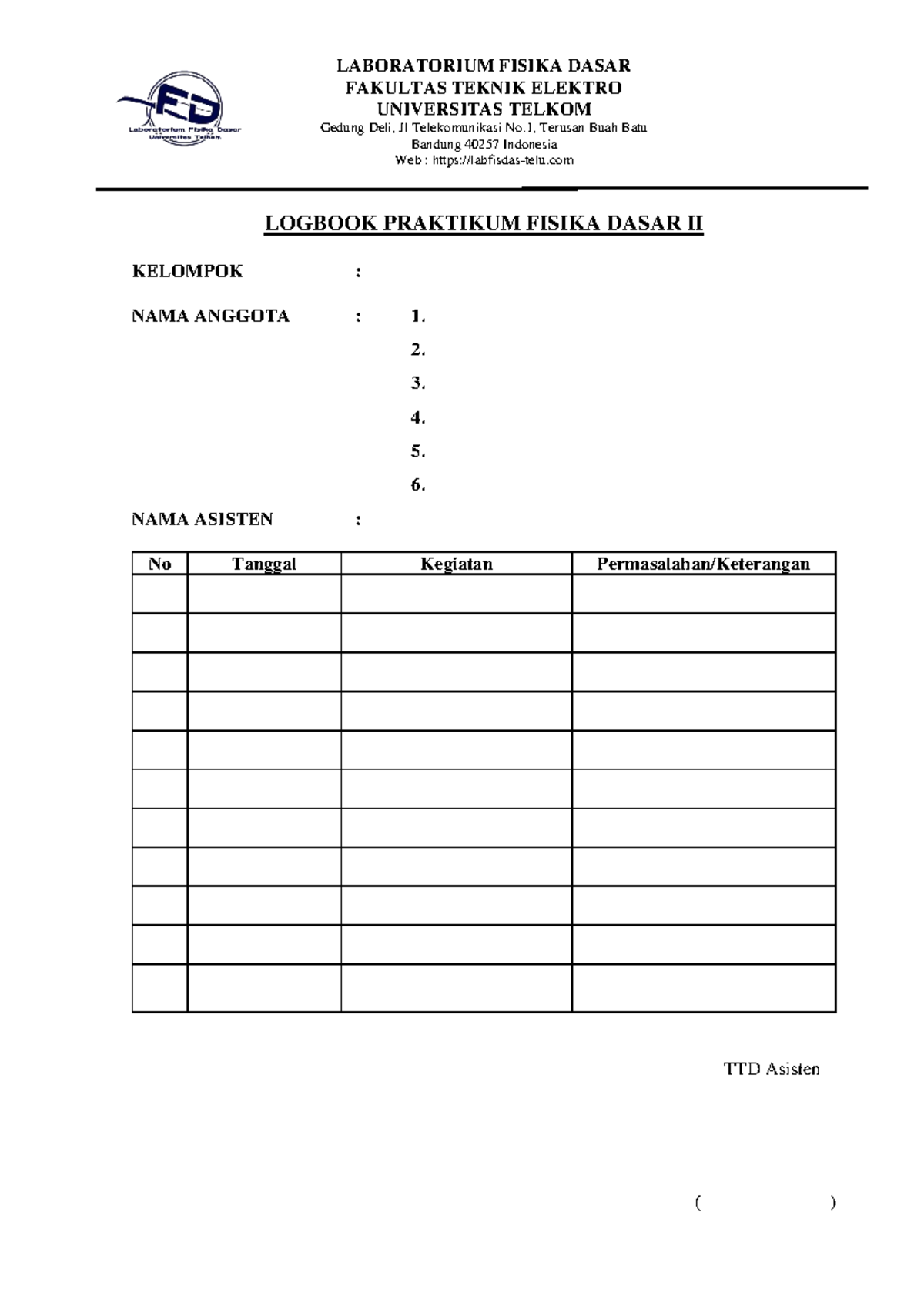 4. Logbook Tugas Besar 2425 - Pelajaran sekolah bimbel - LABORATORIUM ...