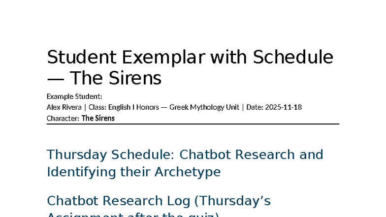 Student Exemplar: Odyssey Project (Honors & Non-Honors) - Studocu