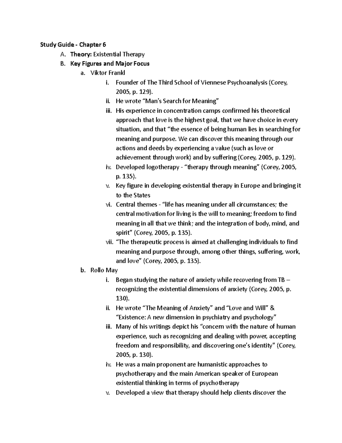 Counseling Theories (PSY 101) - Chapter 6 Existential Therapy Notes ...