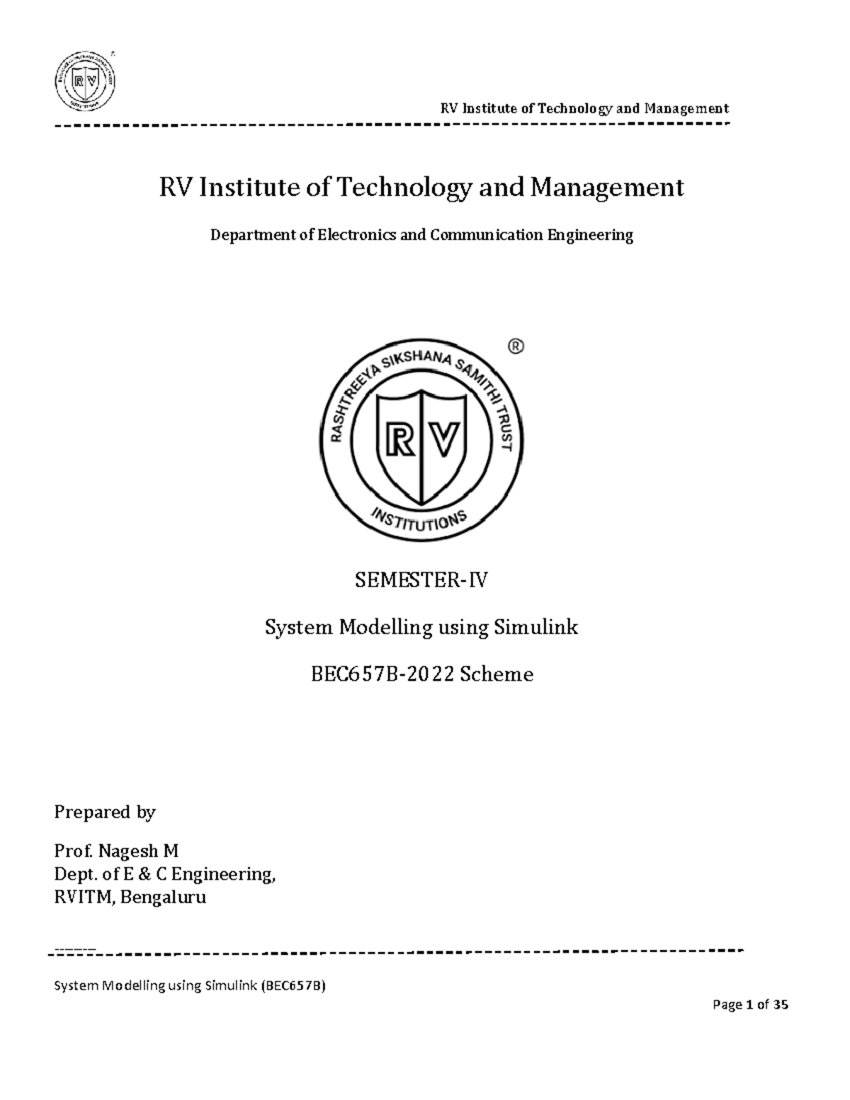 Modelling Using Simulink: Practical Experiments (BEC657B) - Studocu