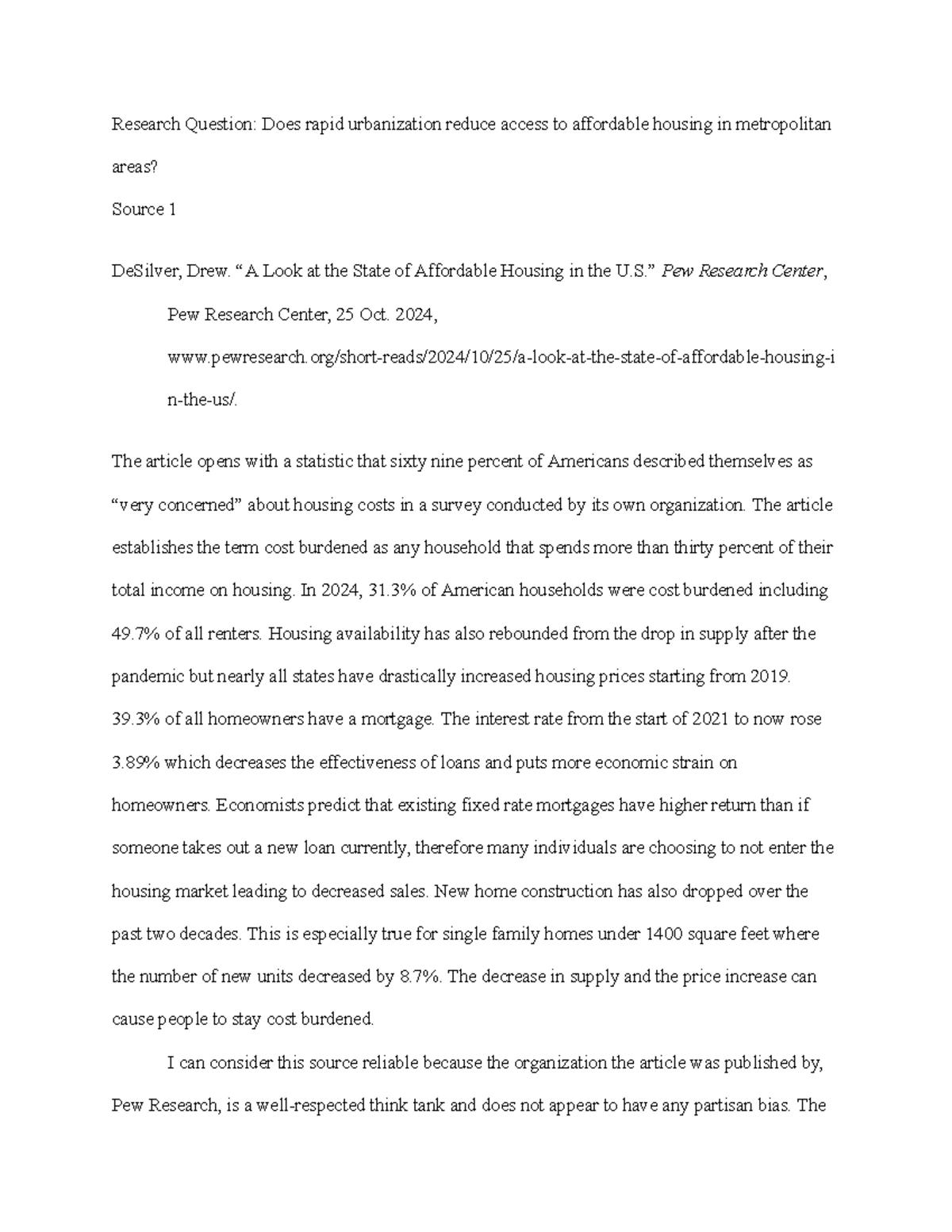 Annotated Bibliography: Urbanization & Affordable Housing Issues - Studocu