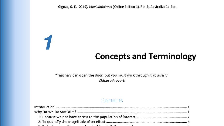 Chapter 1: Concepts and Terminology - How2statsbook (2019) - Studocu