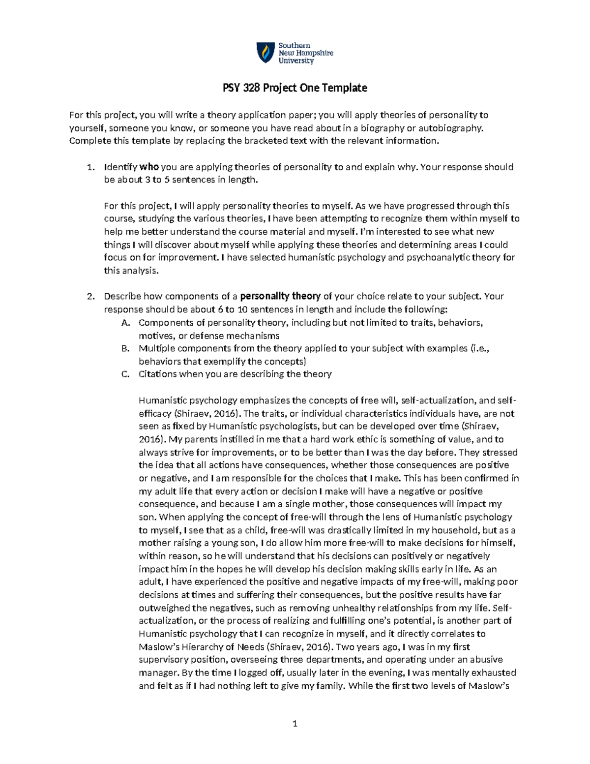 PSY 328 Project One - PSY 328 Project One Template For this project ...
