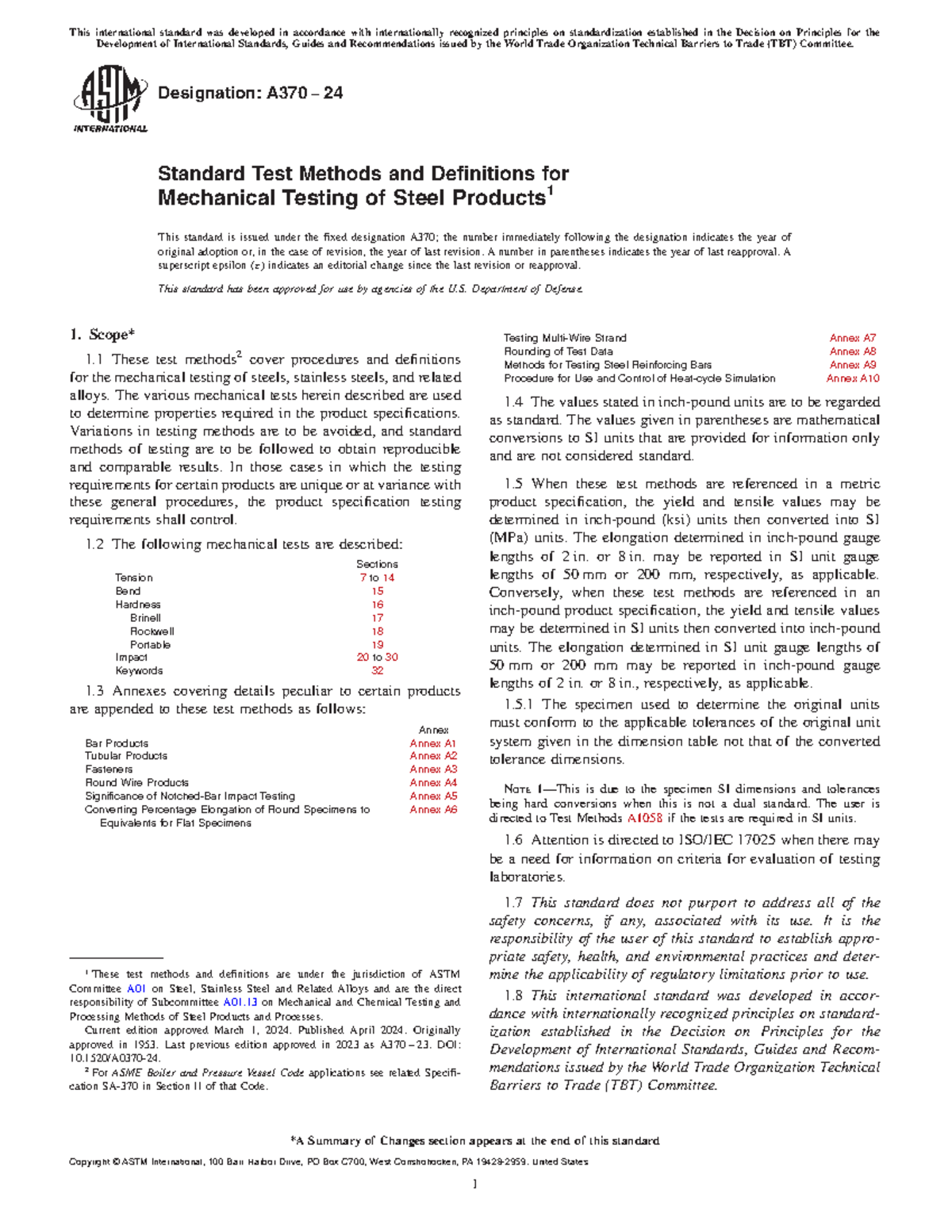 ASTM A370-24: Standard Test Methods for Mechanical Testing of Steel ...