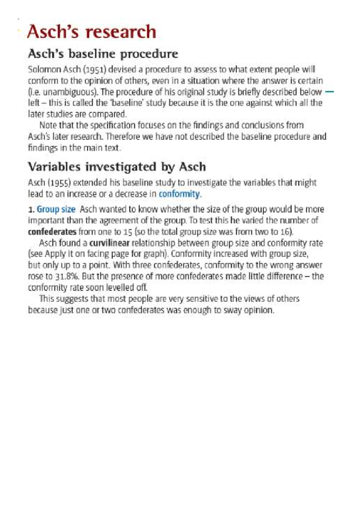 Conformity Notes: Analyzing Solomon Asch's 1951 Study and Findings ...