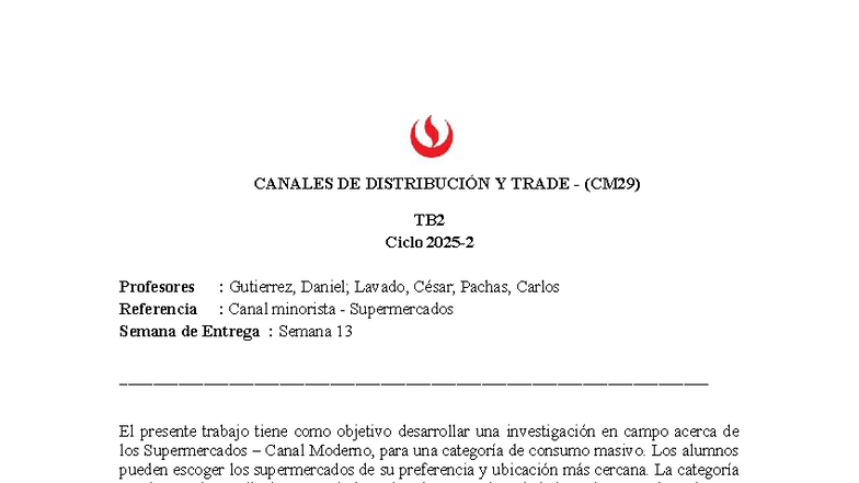 Guía de Trabajo de Campo: Visita a Supermercados (CM29) TB2 - Studocu