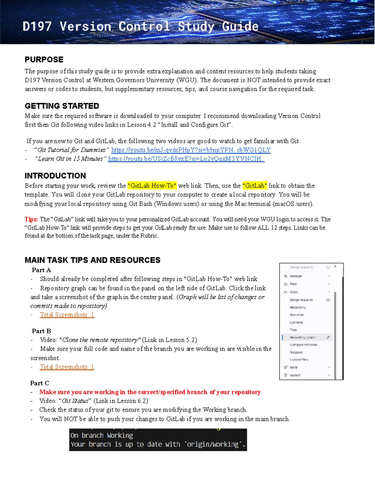D197 - Version Control Process Summary and Screenshots - Studocu