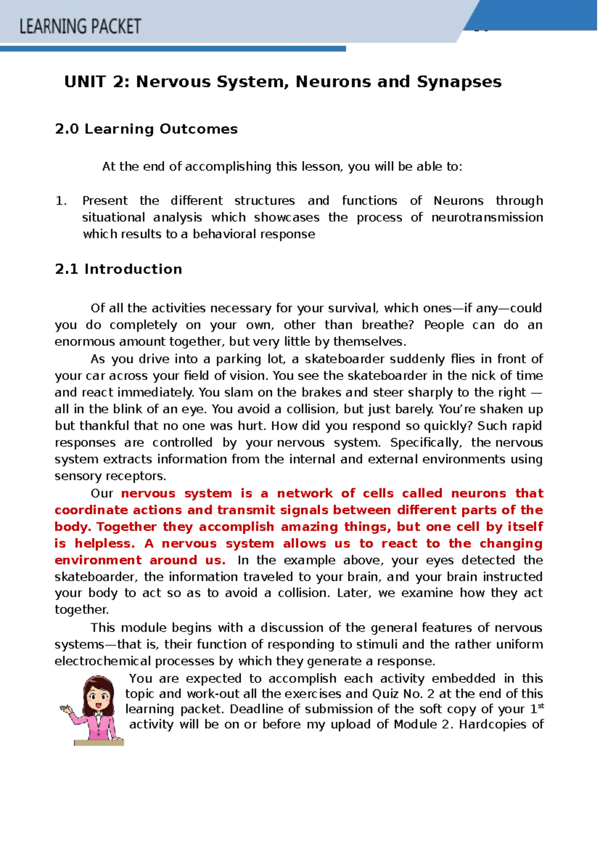 Psychology 1: Nervous System & Synapses - Functions & Quiz 2.0 - Studocu