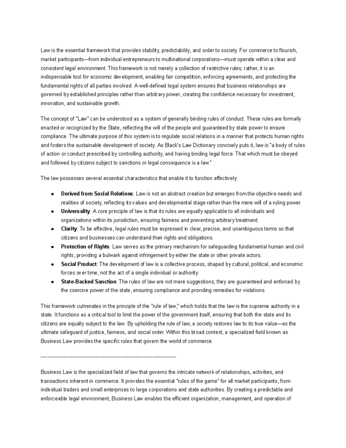 Biz Law Notes - Summary of Key Concepts and Regulations - Studocu