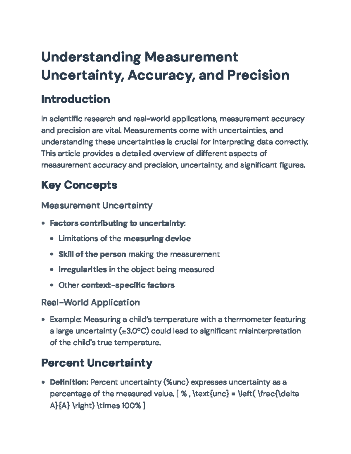 Understanding Measurement: Uncertainty, Accuracy, and Precision in ...