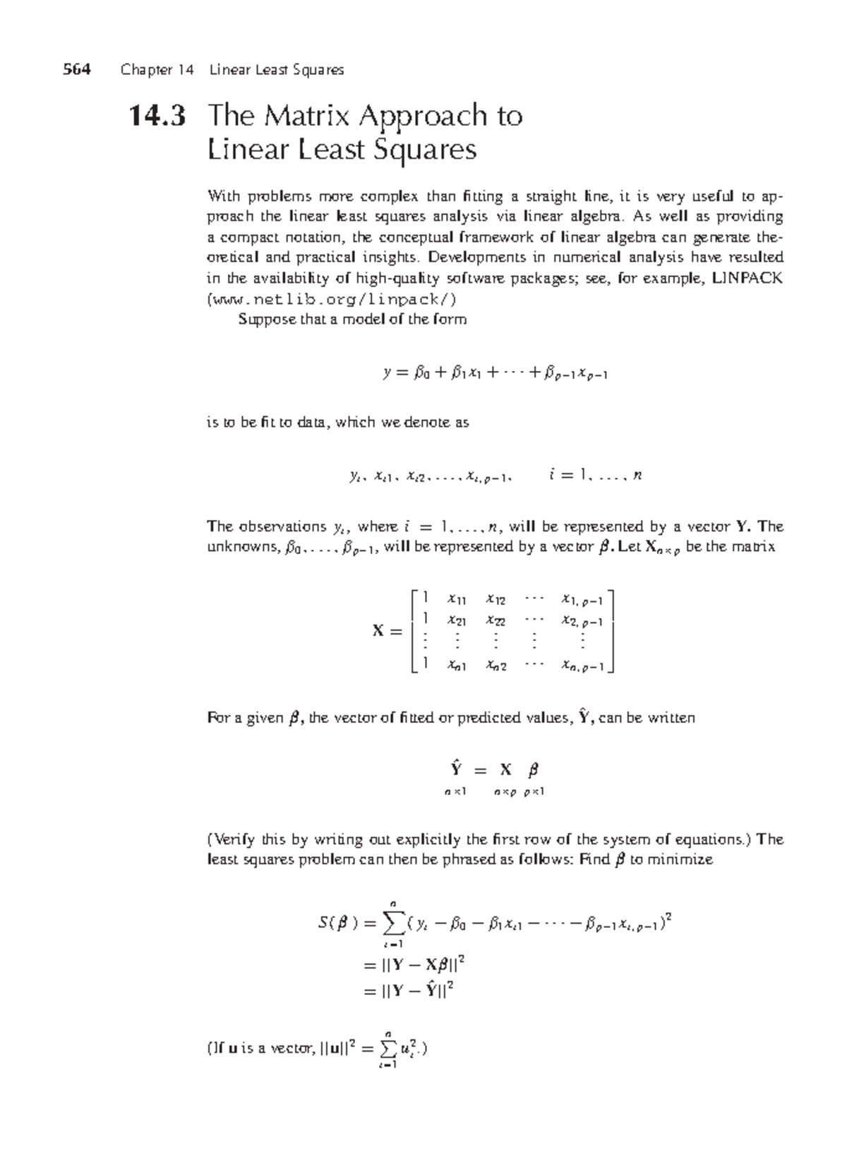 564 Chapter 14: Linear Least Squares - Matrix Approach Insights - Studocu