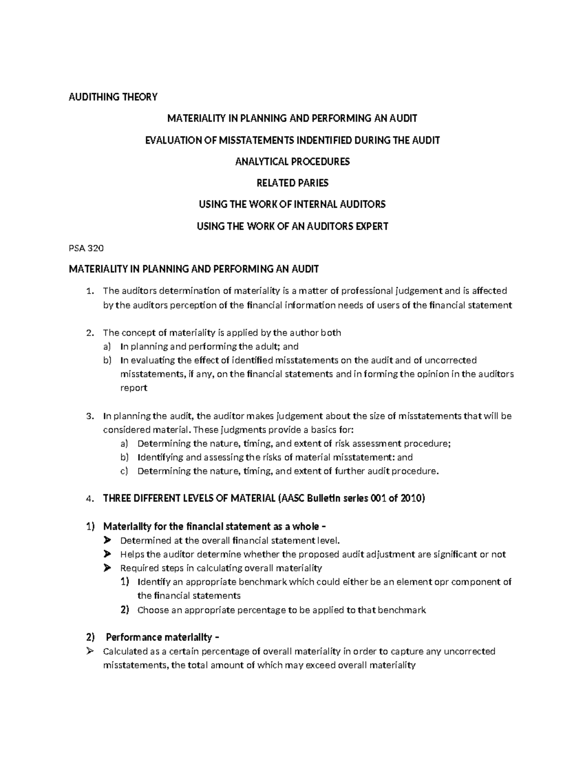 Materiality in Planning and Performing an Audit: Key Considerations and ...
