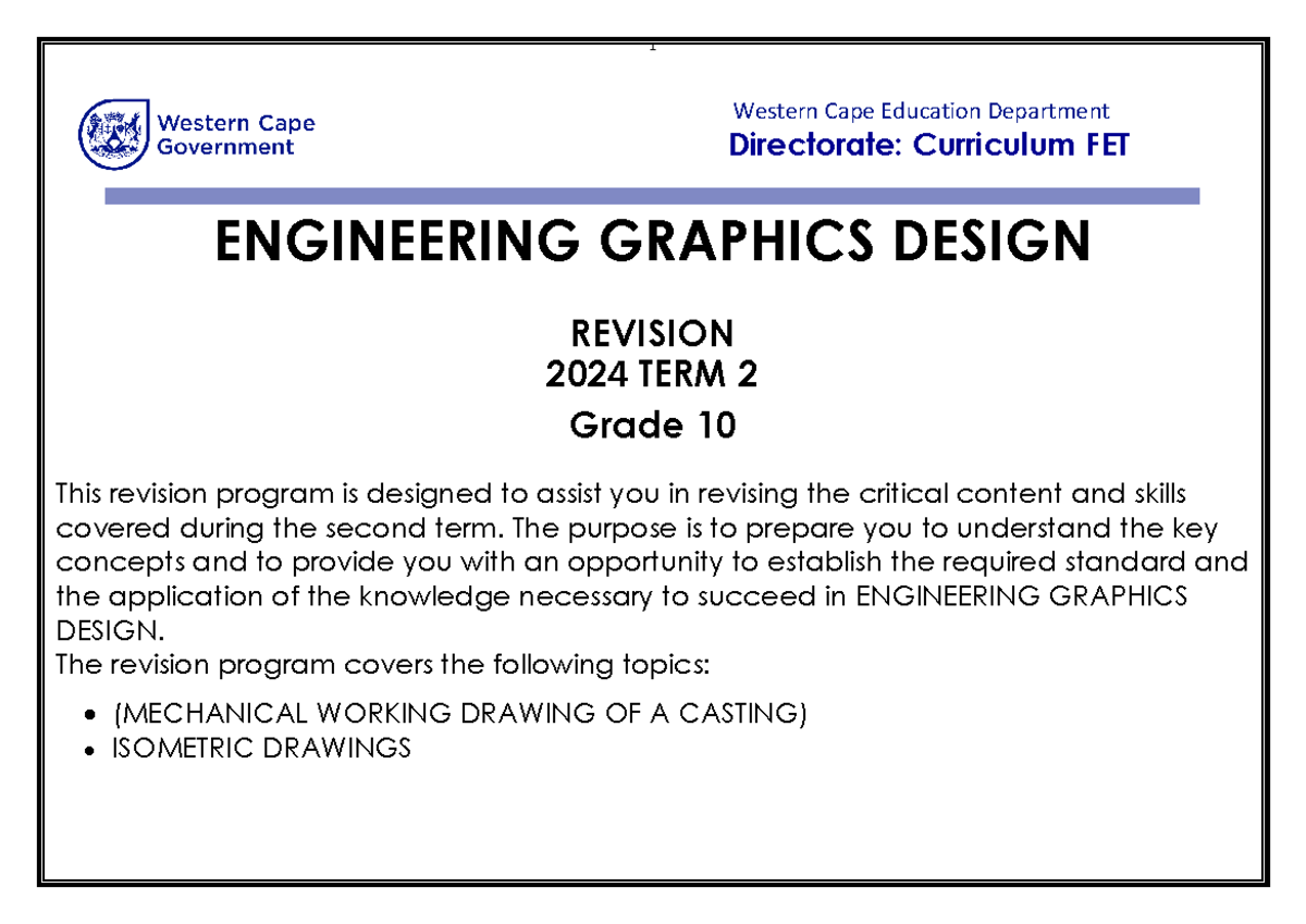 GR 10 Engineering Graphics Design Term 2 Revision Guide 2024 - Studocu