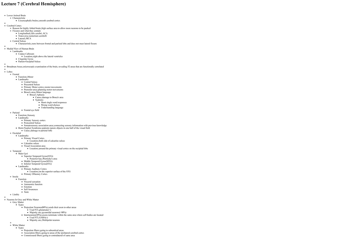 Lecture 7: Cerebral Hemisphere & Lower Animal Brain Characteristics ...