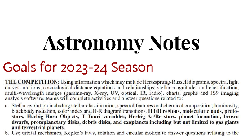 Astronomy Notes: Stellar Evolution and Classification Overview - Studocu