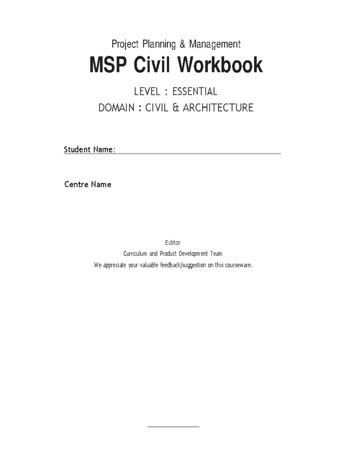 MSP Civil Workbook: Essential Project Management Guide - Studocu