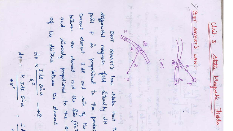 Unit 3 - Magnetostatics: Understanding Static Magnetic Fields - Studocu