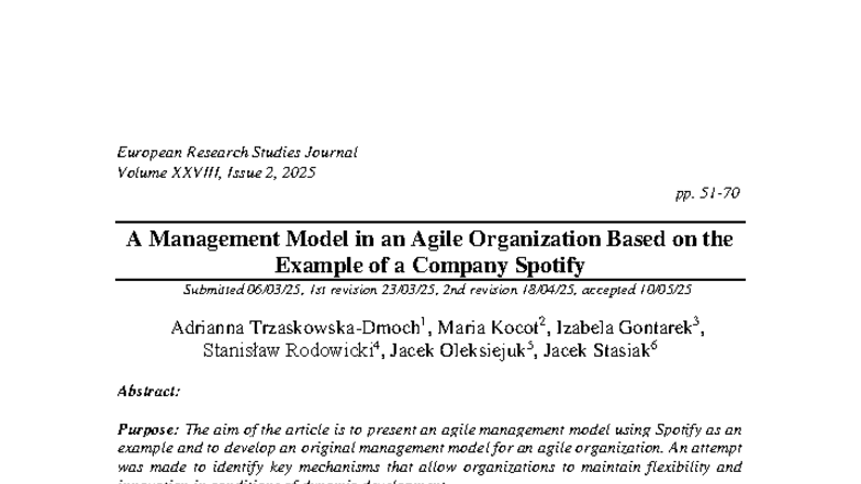 A Management Model in an Agile Organization: The Spotify Case Study ...