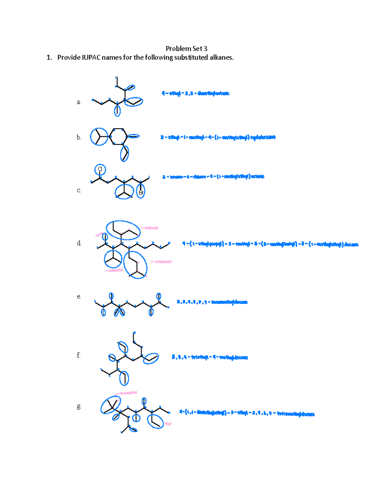 Chem 101 Problem Set 3: IUPAC Naming and Hydrocarbon Structures - Studocu