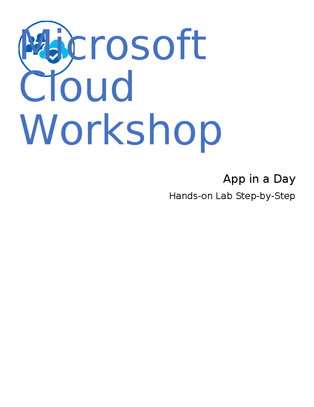 Microsoft Cloud Workshop: App in a Day Lab - Module 2 Import Guide ...
