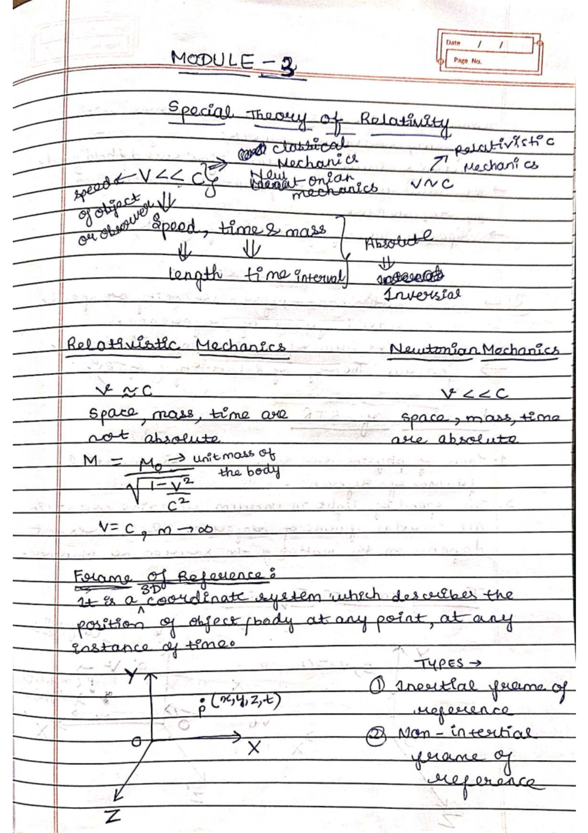 Physics Module 3 - Special Theory of Relativity Notes - Studocu