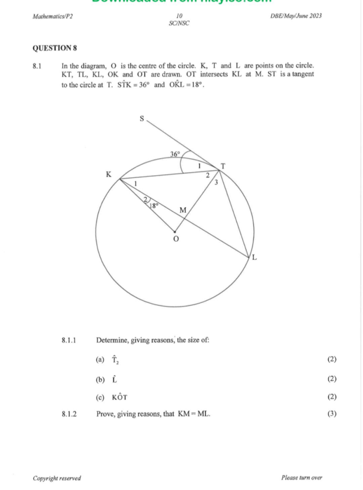 MATH P2 SCINSC - Geometry Past Exam Paper Solutions - Studocu