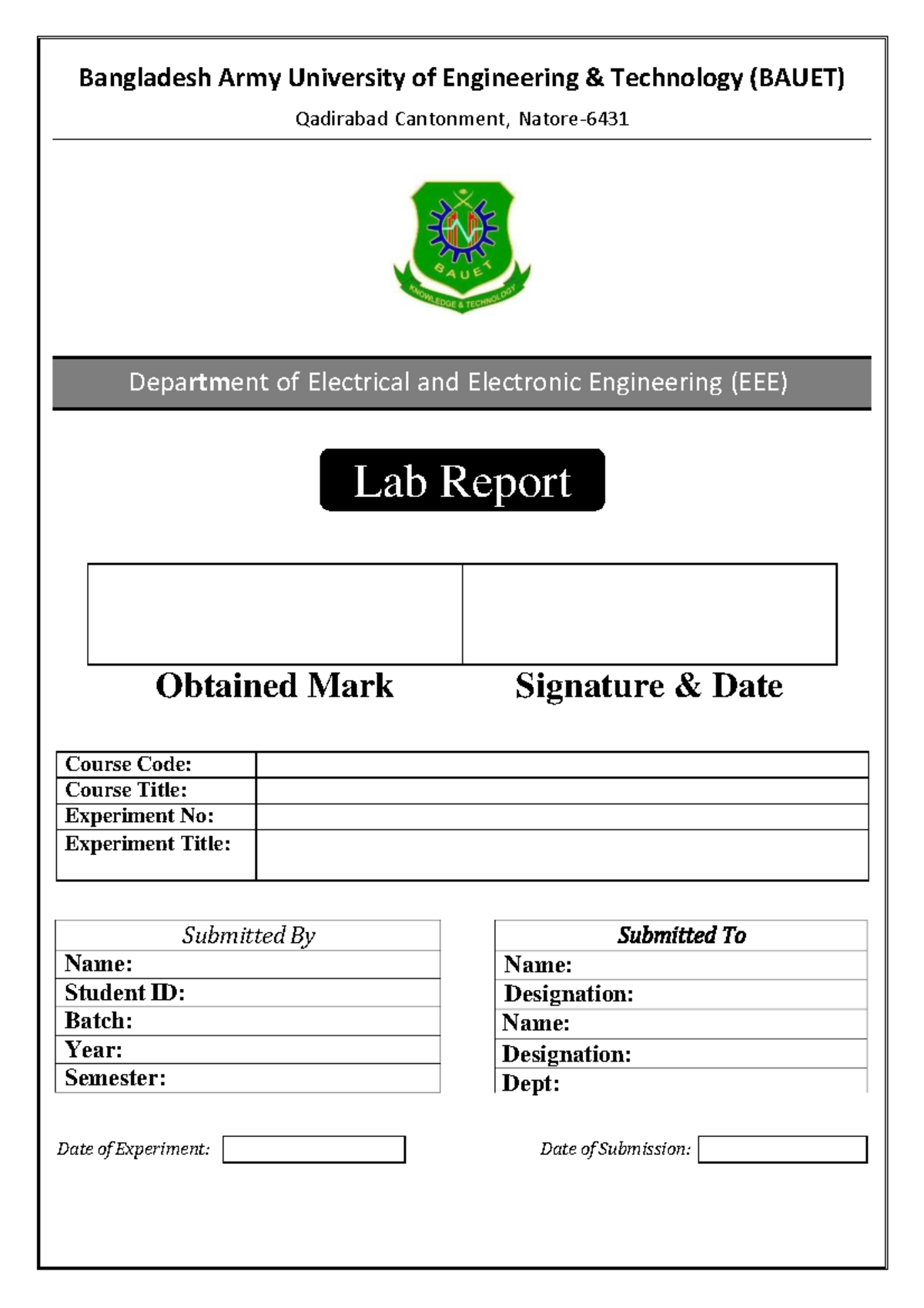 EEE Lab Report New - It has all the equipment details needed for EEE ...