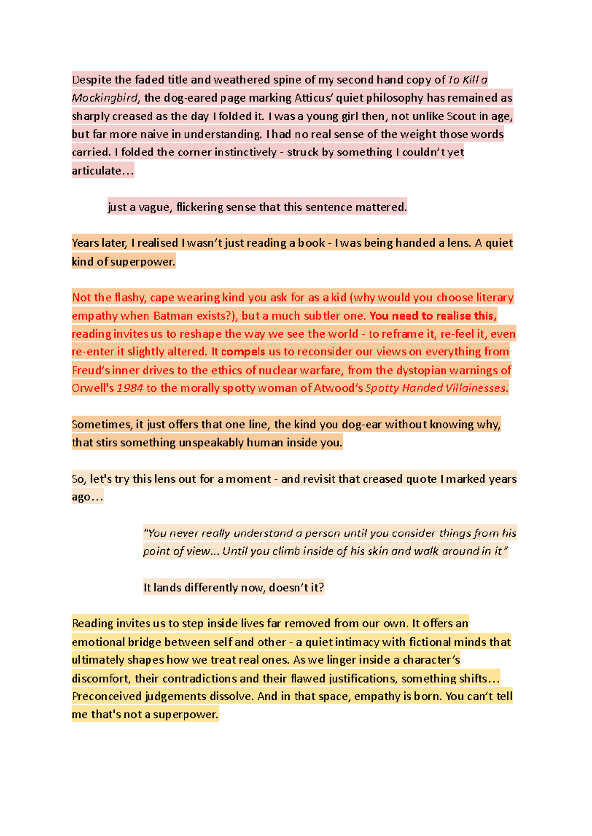 ENG 101: The Power of Reading as a Lens for Empathy - Studocu