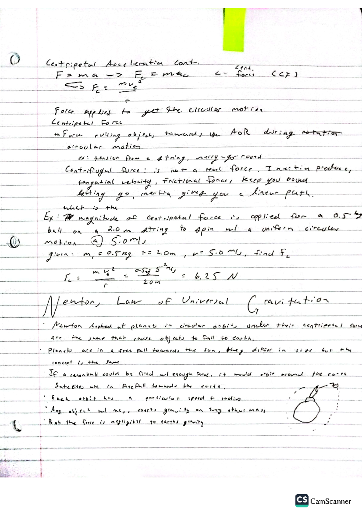 Physics Notes-5: Centripetal Acceleration and Gravitational Forces ...