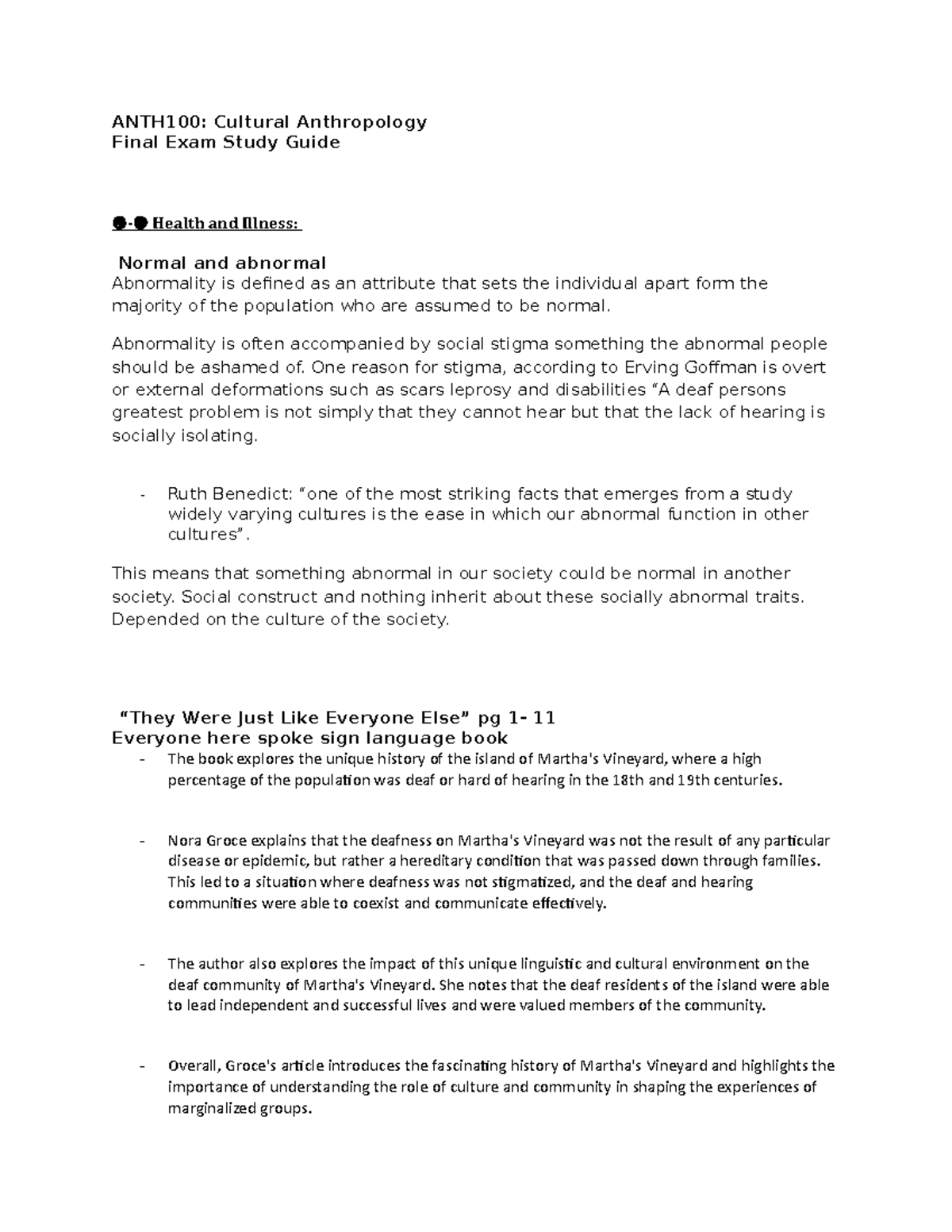 Anth final Essay format - ANTH100: Cultural Anthropology Final Exam ...