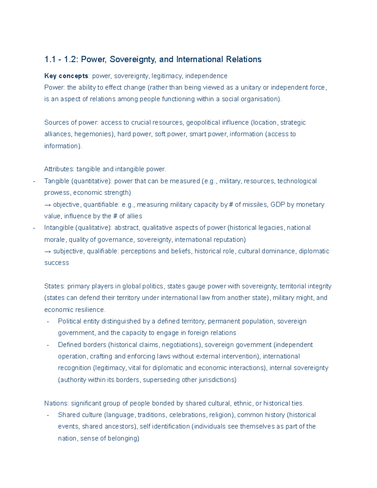 Global Politics (GP101): Half Yearly Summary Notes on Power ...