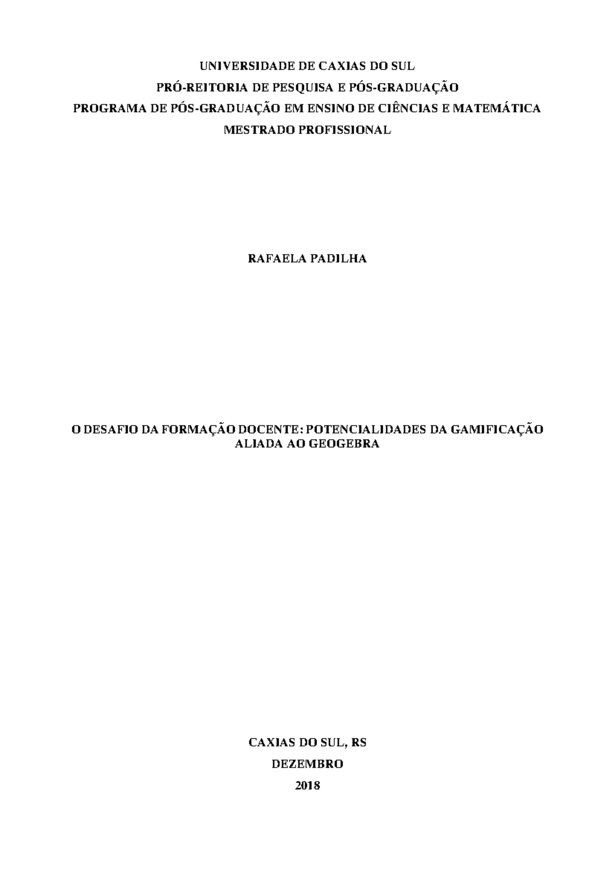 Dissertação PPGECiMa: Gamificação e GeoGebra na Formação Docente - Studocu