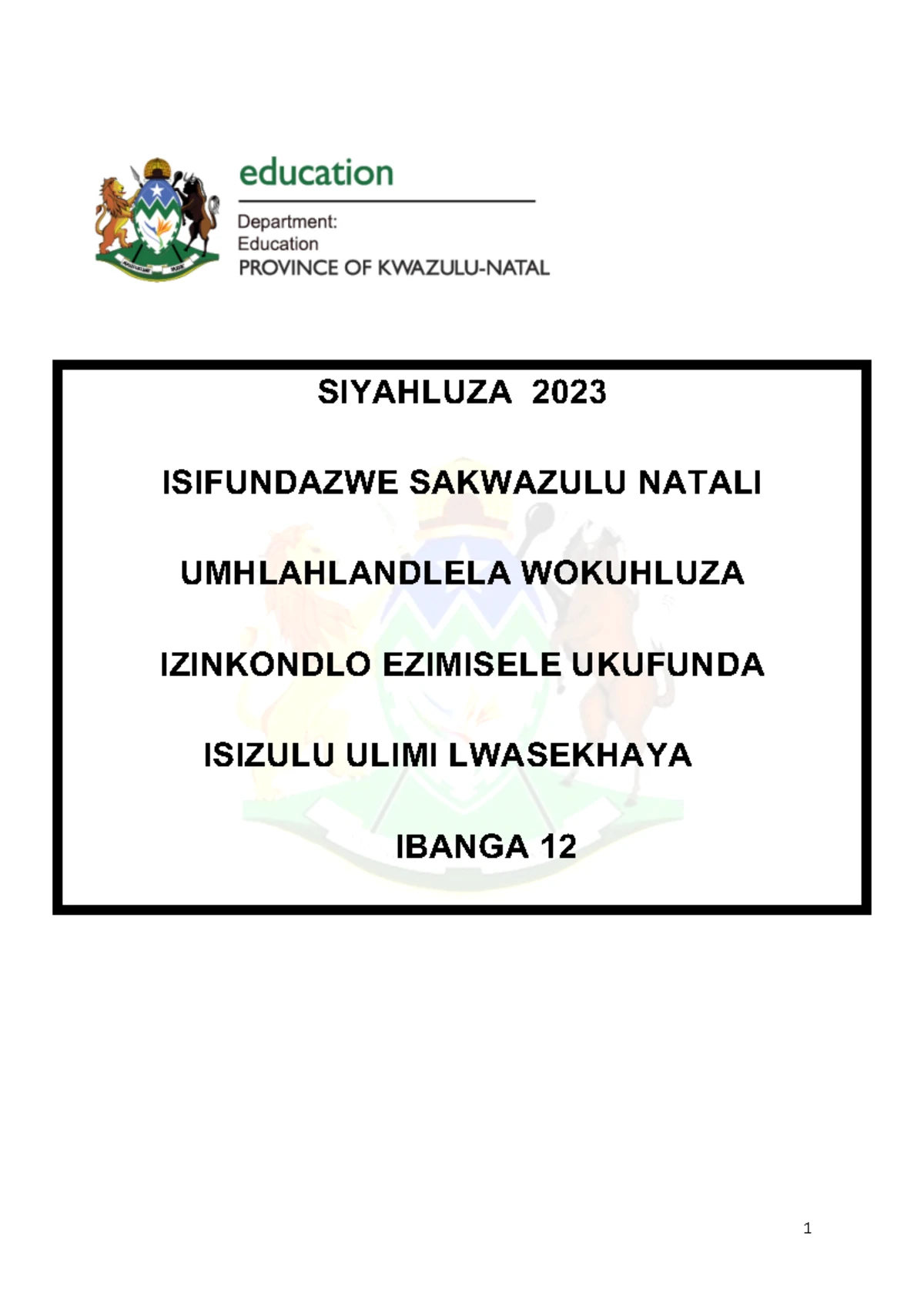 Isizulu HL P2 2024 Lwezi Final Exam MEMO - Amamaki nokuhlonzwa - Studocu Isizulu HL P2 2024 Lwezi Final Exam MEMO - Amamaki nokuhlonzwa - Studocu