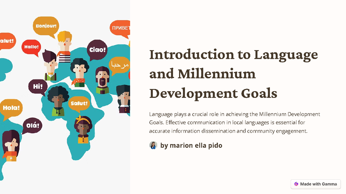 Language and Millennium Development Goals: An Overview of Progress ...