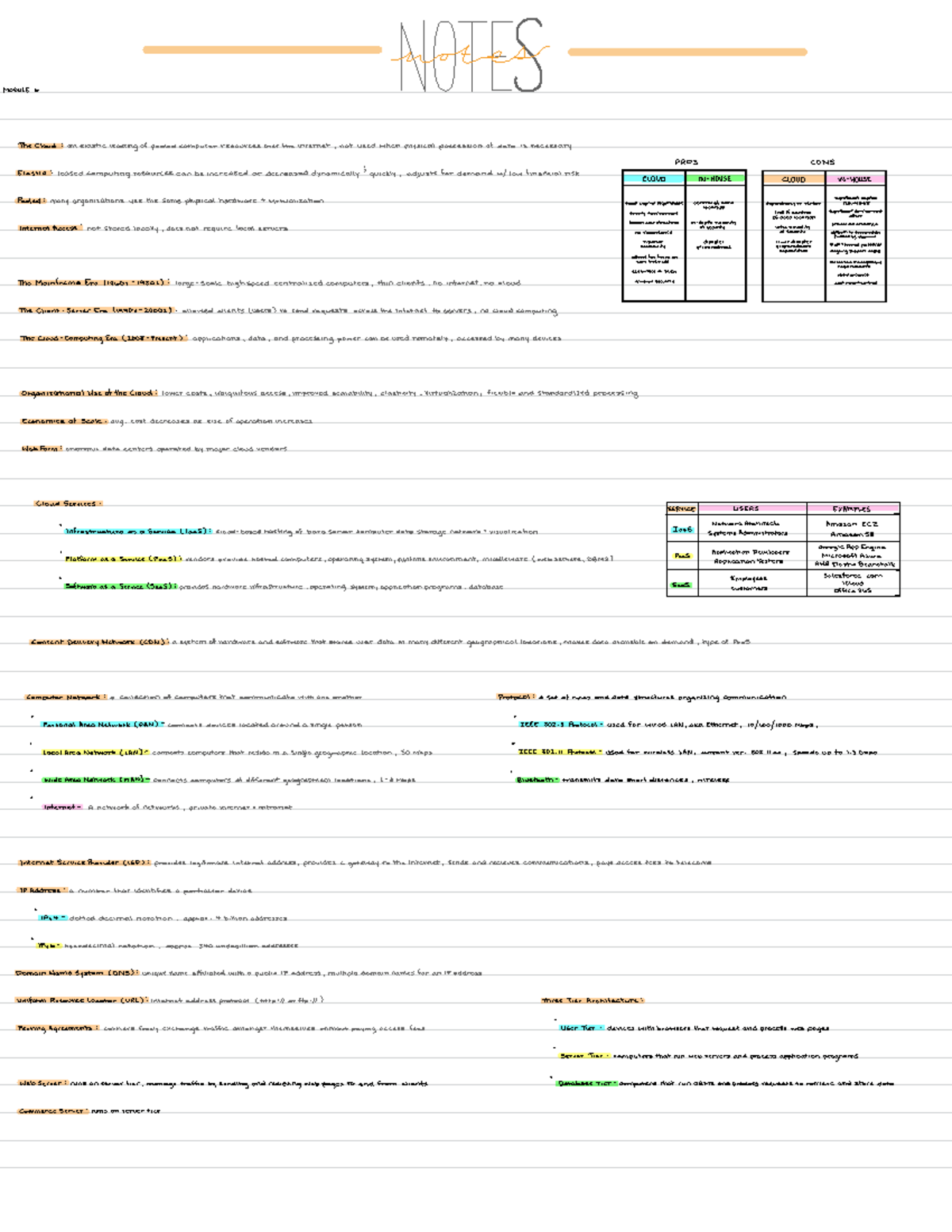 MIS200 Module 6 Notes - Feese 5 MODULE 6 The Cloud : an elastic leasing ...