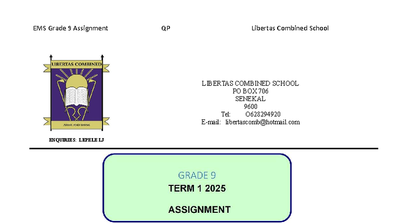 EMS GR 09 QP - T1 - Economics Assignment - Circular Flow & Systems ...