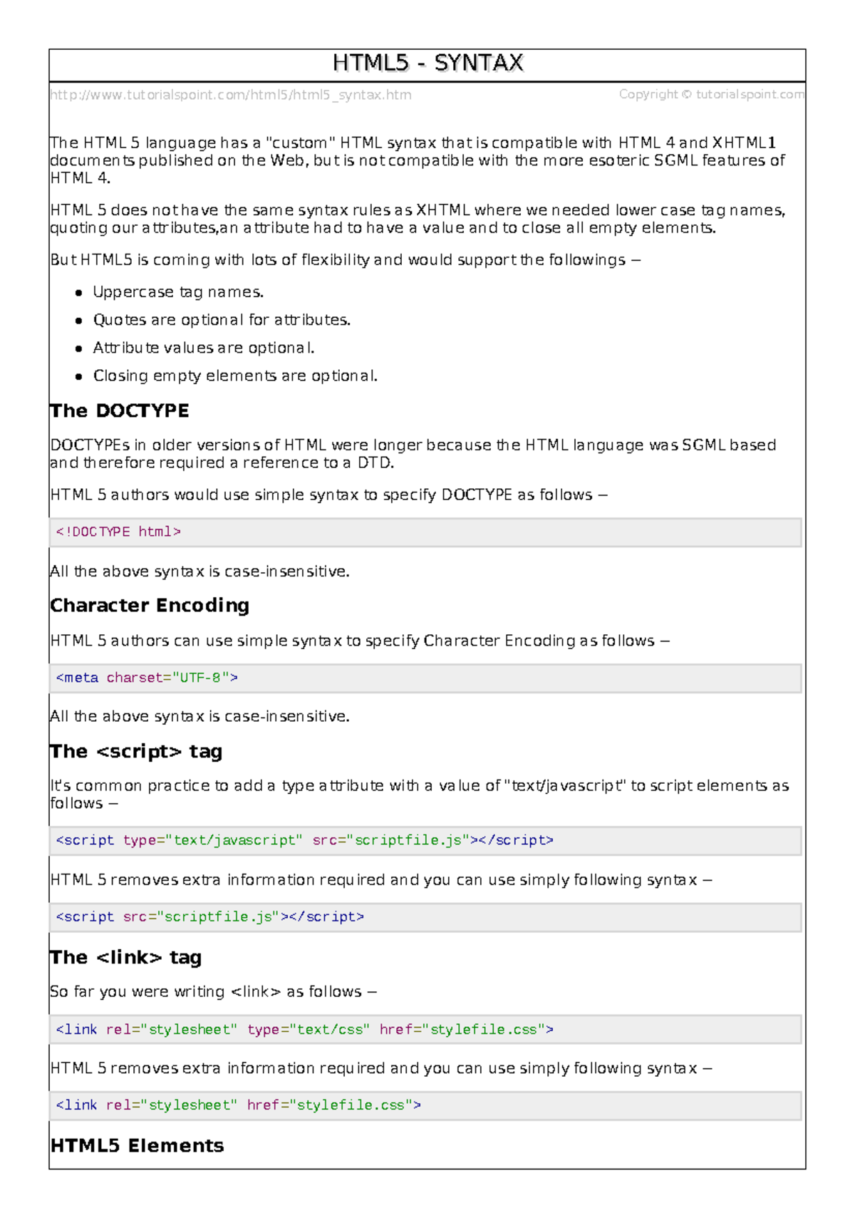 HTML5 Syntax Overview: Key Features and Elements - Studocu