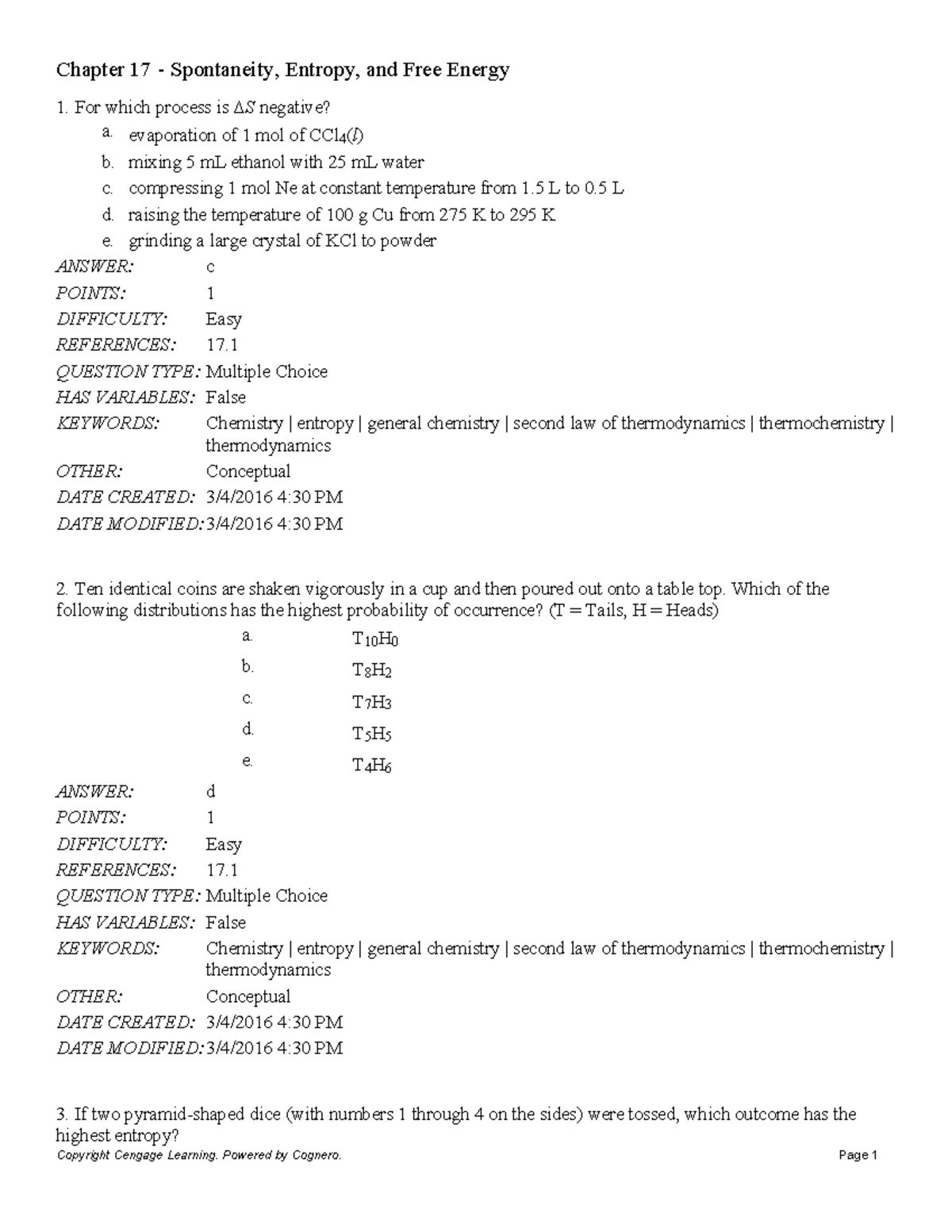 Chapter 17: Spontaneity, Entropy, and Free Energy Study Guide - Studocu