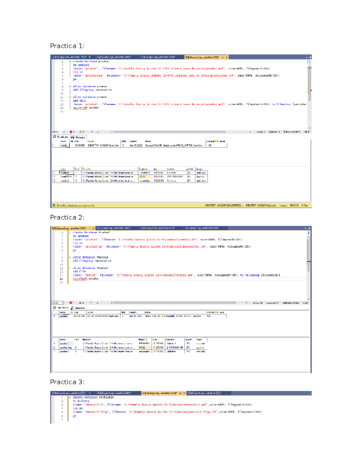 SQL Queries and Database Creation - Practica 1, 2, 3 (SextoAño) - Studocu