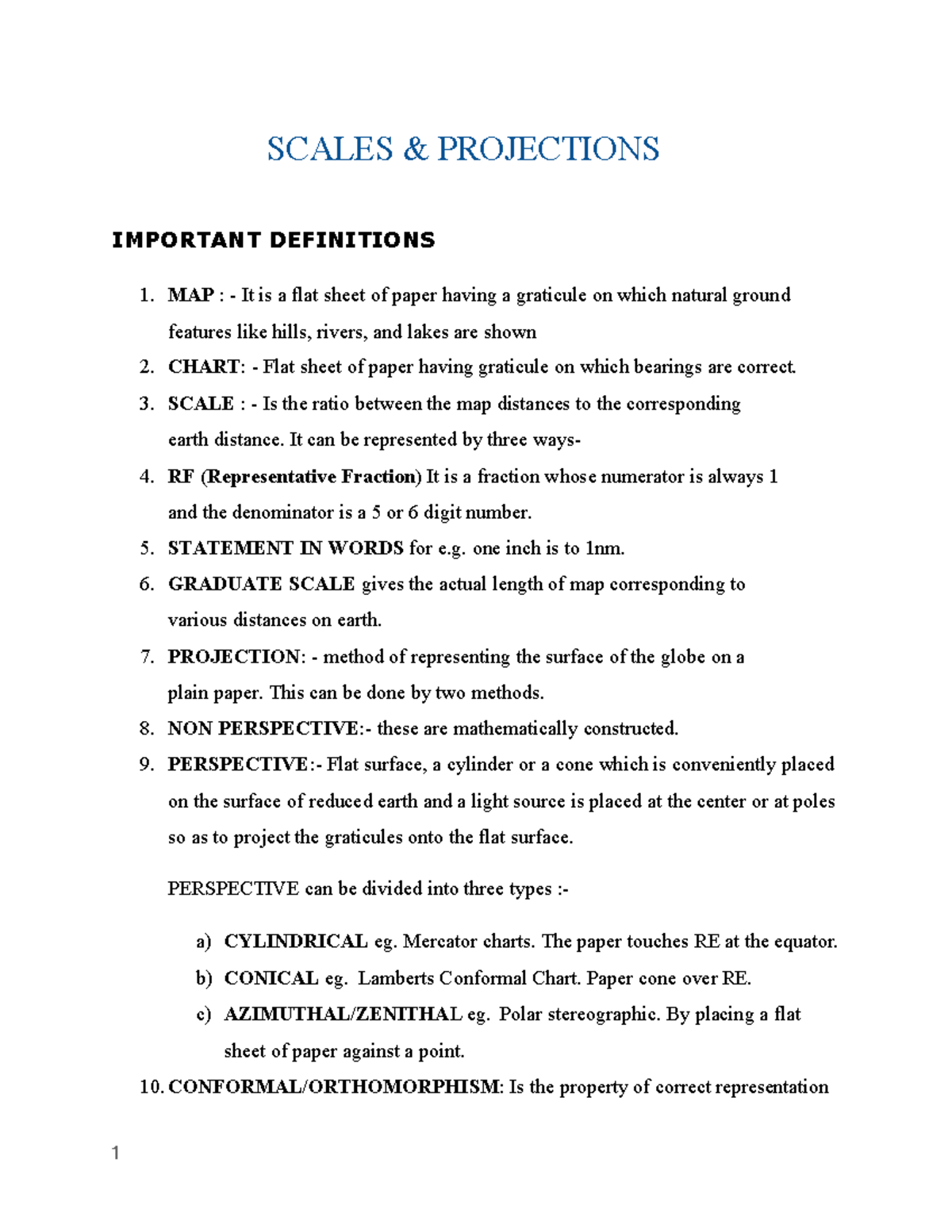 Scales & Projections: Key Definitions and Concepts (SCALES 101) - Studocu