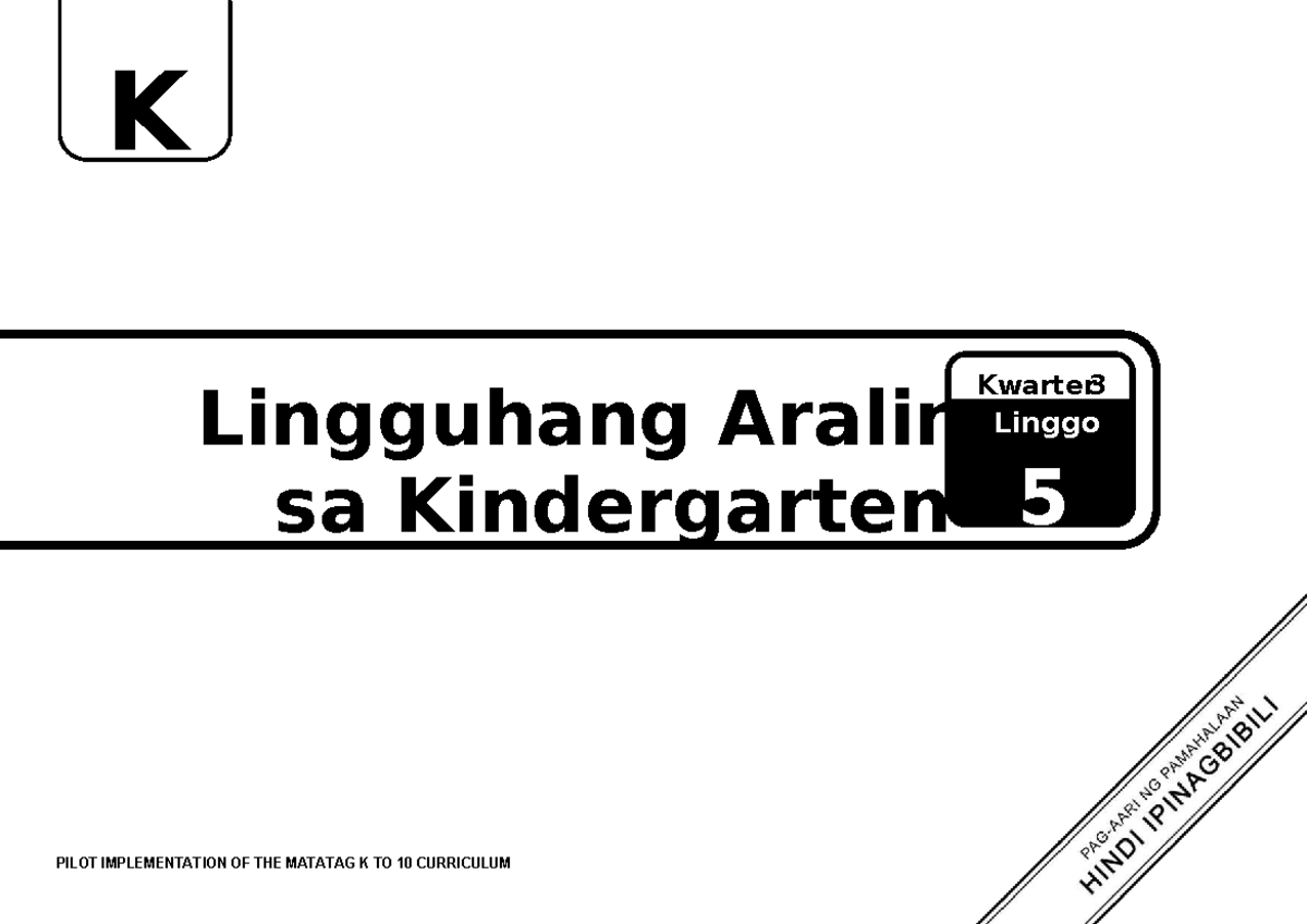 Lingguhang Aralin sa Kindergarten Q3: Week 5 - MATATAG K to 10 ...