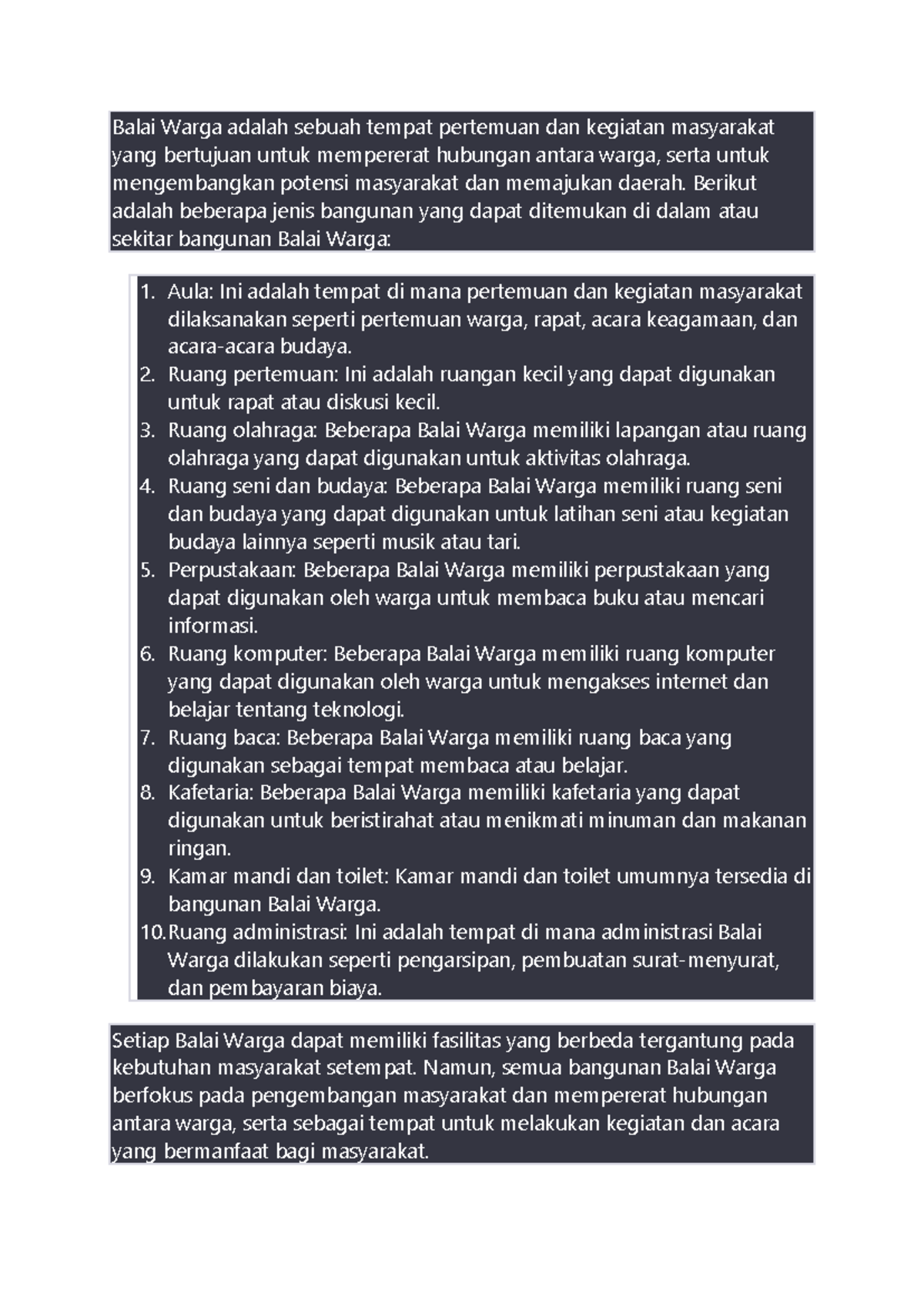 Fasilitas Umum di Balai Warga: Pengembangan Masyarakat dan Kegiatan ...