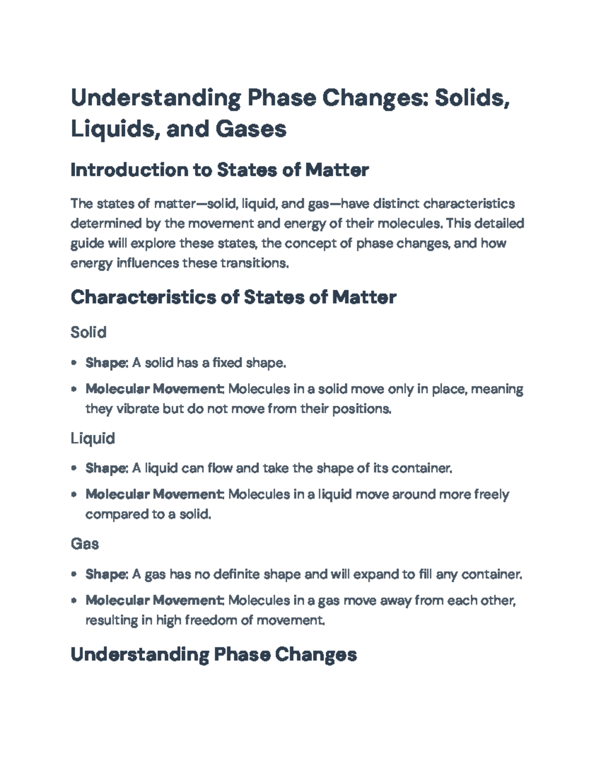 Understanding Phase Changes: Solids, Liquids, and Gases - Understanding ...