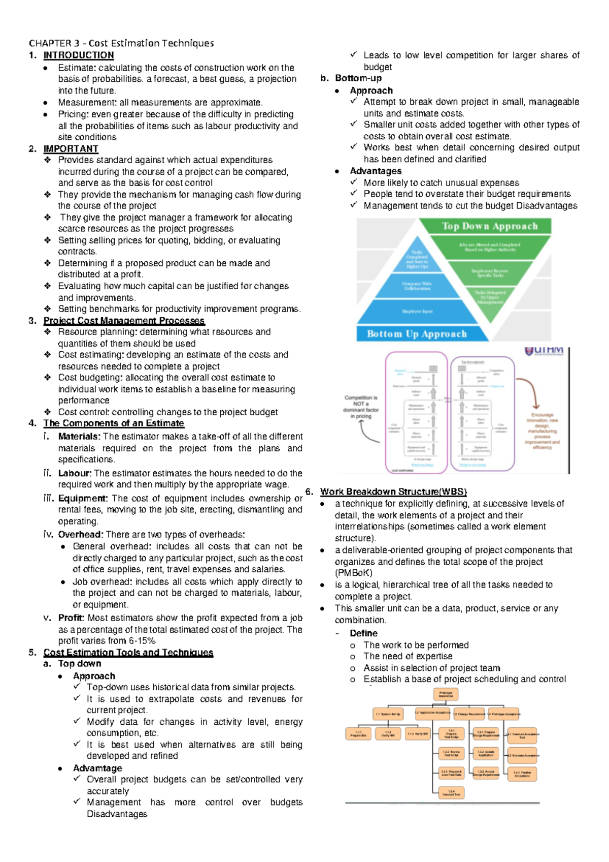 NOTE EXAM ECO Chapter 3 - CHAPTER 3 - Cost Estimation Techniques 1. INTRODUCTION Estimate: - Studocu